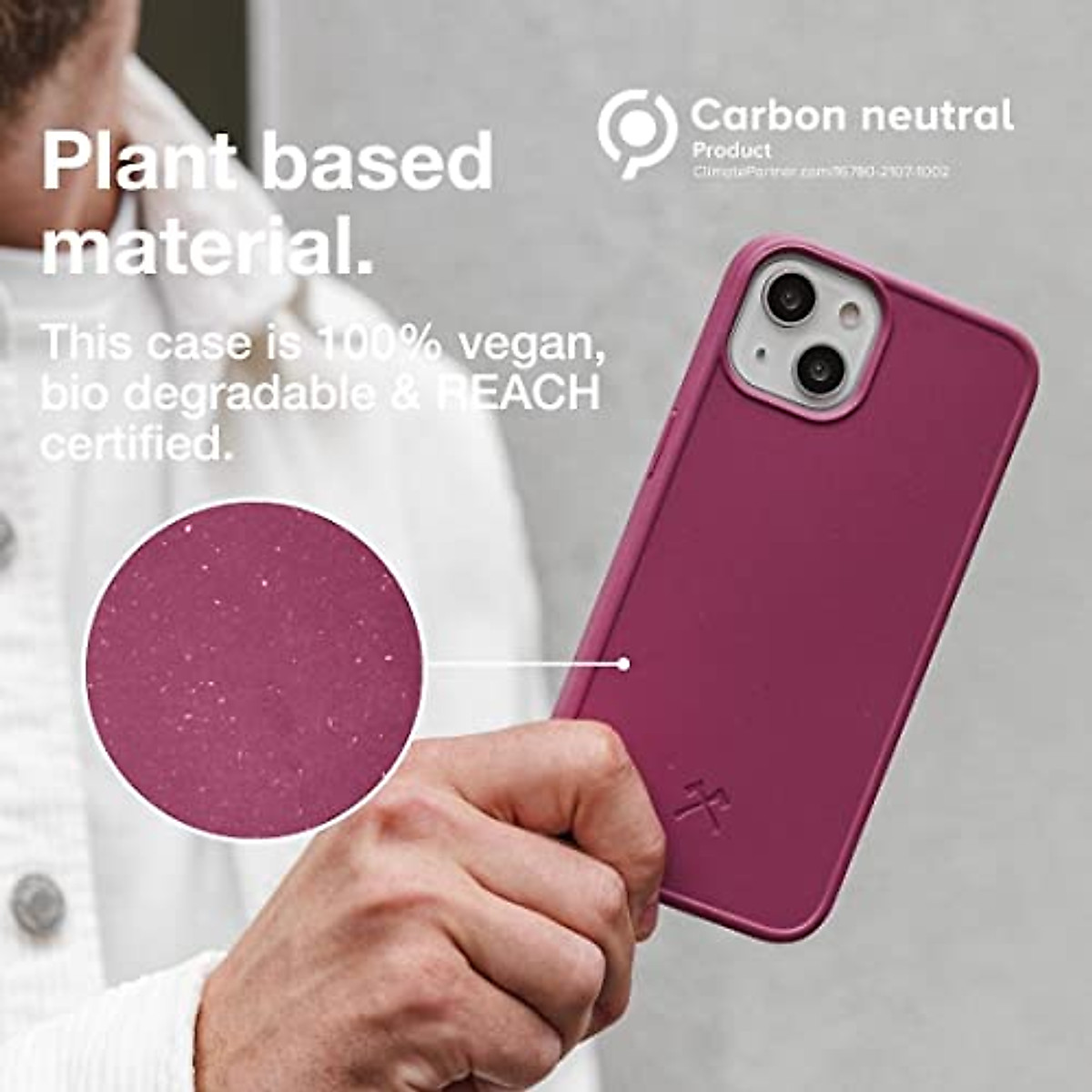 WOODCESSORIES - Phone Case for iPhone 13 Mini Case biodegradeable Red - Ecofriendly, Made of Plants