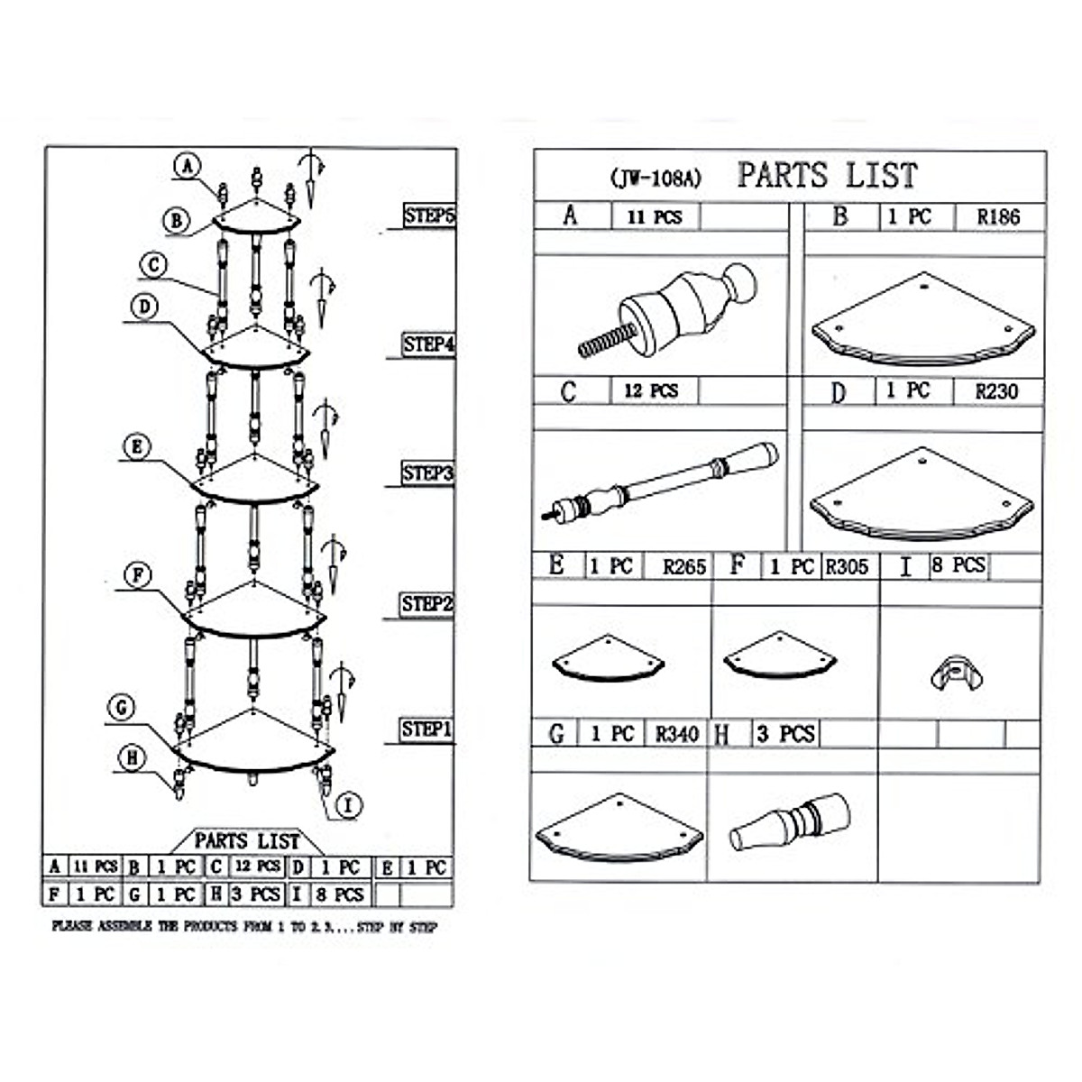 Frenchi Home Furnishing 5-Tier Corner Stand, Mahogany