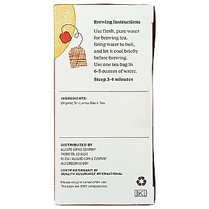 Allegro Tea, Organic Estate Ceylon Tea Bags, 20 ct