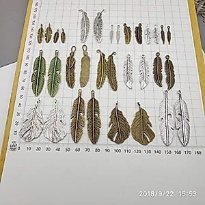ZFBB100g Feather Charms Collection - Antique Silver Bronze Patina Big Goose Bird Plume Plumage Pinion Wing Feather Metal Pendants for Jewelry Making DIY Findings (HM17)