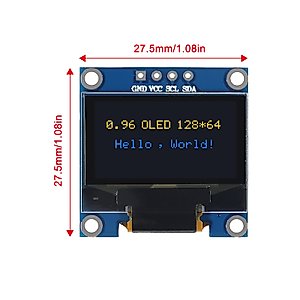 AITRIP 10 PCS 0.96 inch 12864 128X64 OLED LCD Display Board Module I2C IIC SSD1306 Driver 4 Pins Compatibile with Raspberry Pi (Blue and Yellow)