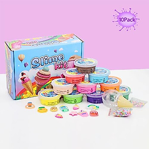 10 Pack Butter Slime Kit for Girls, Putty for Kids, Scented Cloud Slime, Dope Slimes Pack, Cute Water Slime, Peachybbies Slime, Ice Cream Slime, Surprise Silme Toys for Girls and Boys 10-12