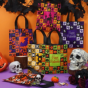 Ribbonlic 48 Pcs Halloween Treats Bags Halloween Tote Gift Bags Reusable Candy Goodie Bags for Halloween Party Favors(Creative Style)