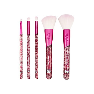 The Creme Shop Hello Kitty Luv Wave Brush Collection - Versatile & Silky-Soft Makeup Brushes - Precise Shader, Blending Brush, Angled Detailer, Blush Brush, Powder Brush - Durable & Easy to Wash - Set