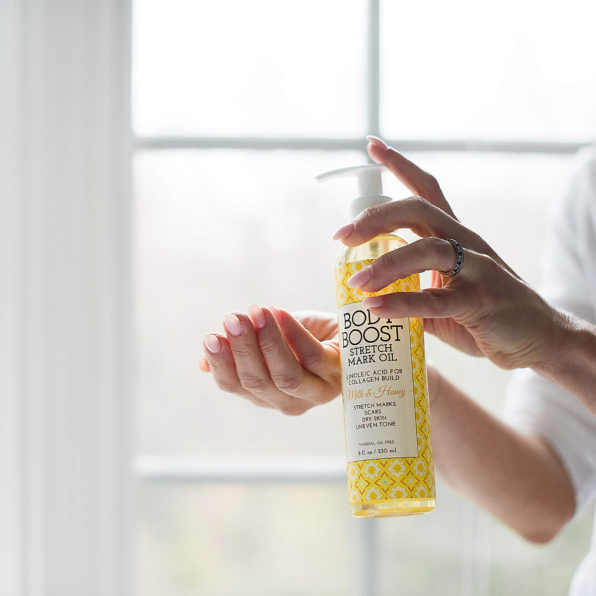 Body Boost Milk & Honey Stretch Mark Oil 8oz- For Stretch Marks and Scars- Pregnancy and Nursing Safe