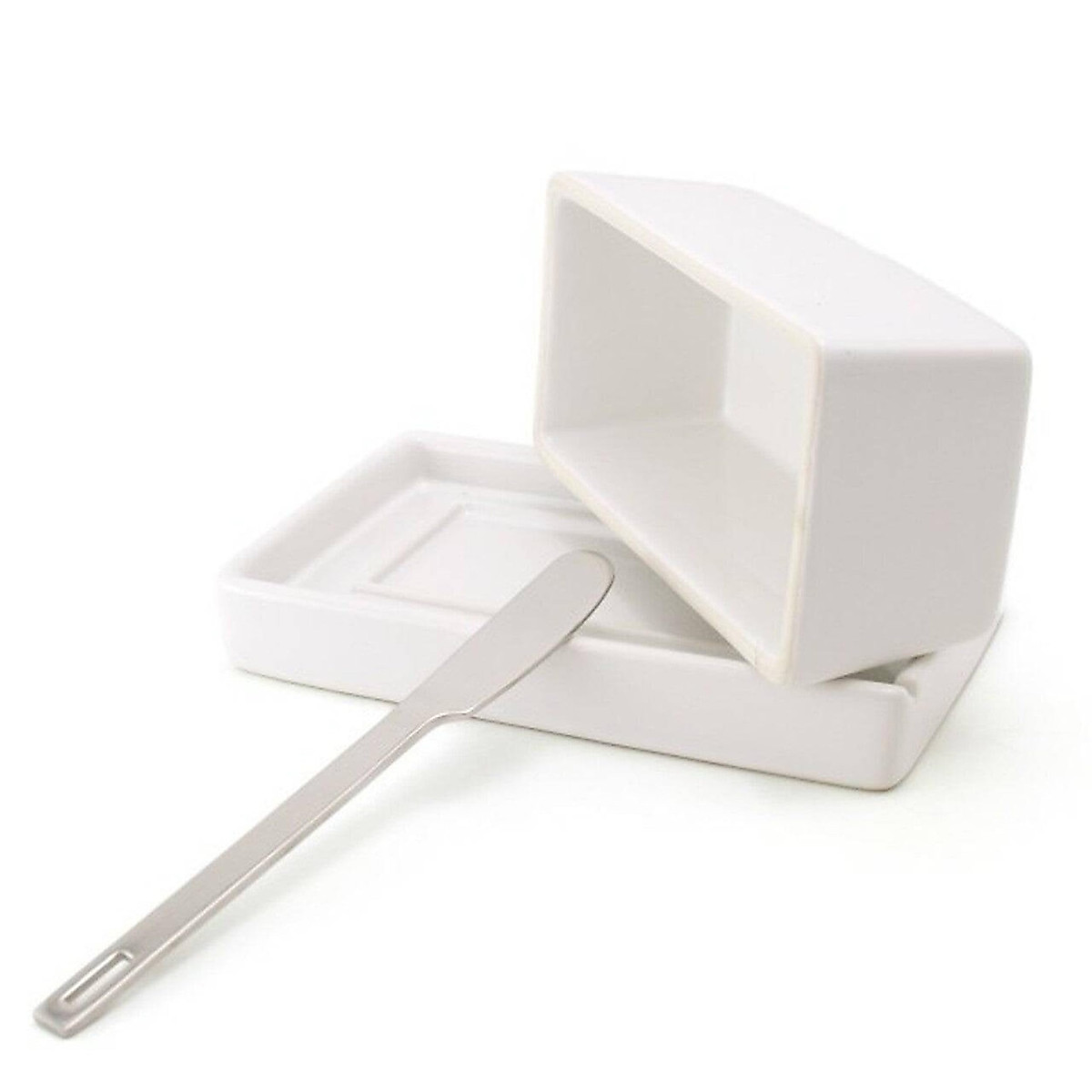 ZERO JAPAN BYK-12 WH Butter Dish with Knife, White, Approx. 5.7 x 3.5 x 2.4 inches (145 x 90 x 60 mm)