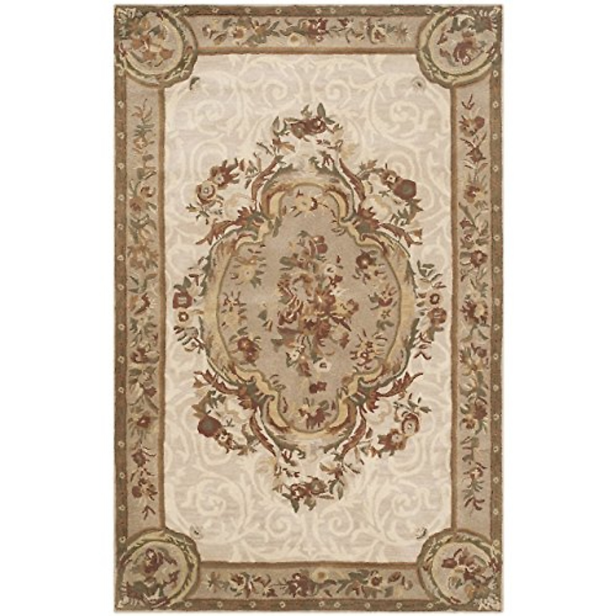 SAFAVIEH Empire Collection 9'6" x 13'6" Ivory / Light Grey EM414C Handmade Traditional European Premium Wool Area Rug