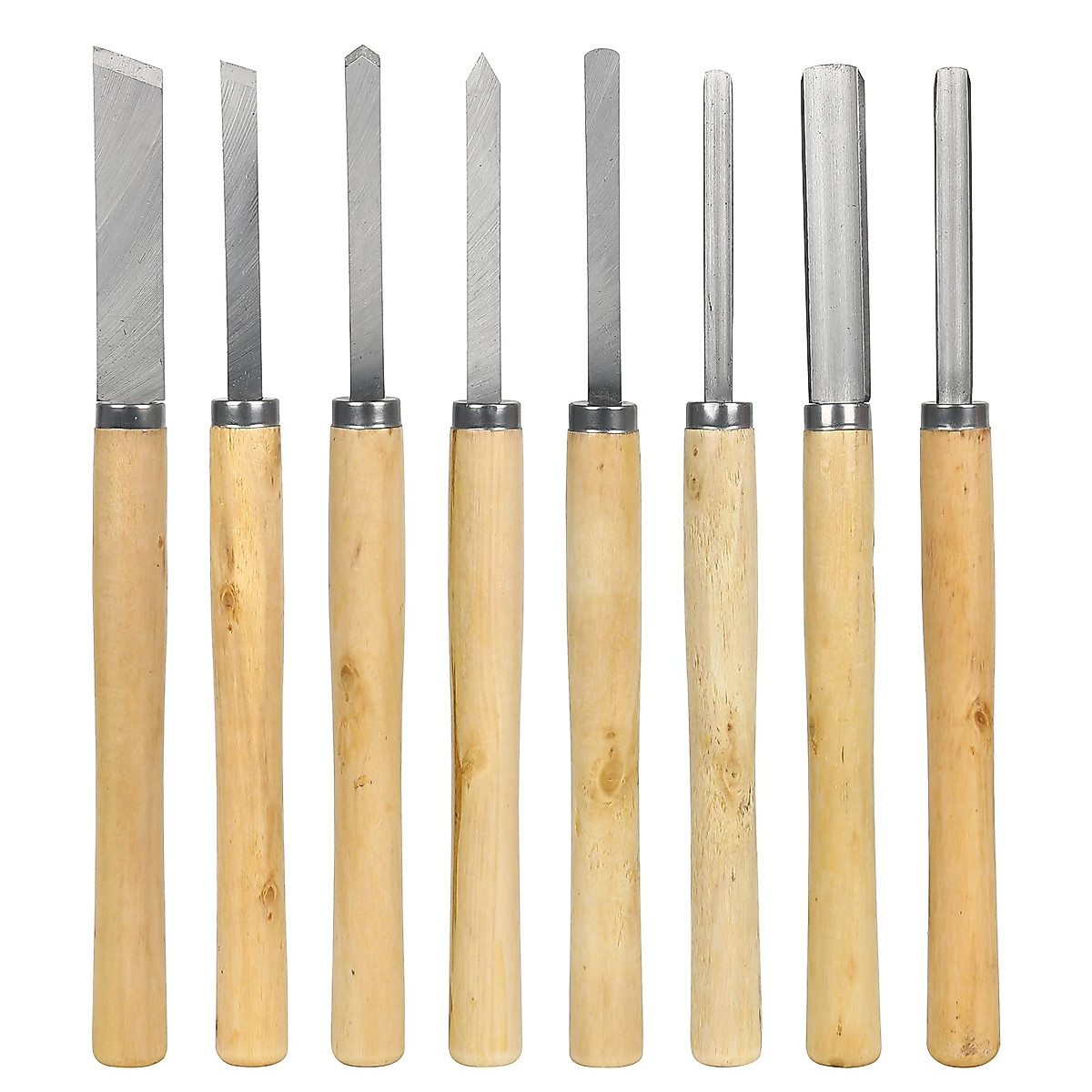 8Pcs Wood Lathe Tools, Professional Wood Turning Tools for Lathe Chisel Set with 2 Skew 1 Spear Point 1 Parting 1 Round Nose 3 Gouge Tools for Beginners Professionals Hobbyists