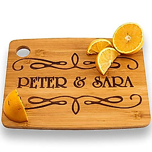 Custom Catch Personalized Cutting Board Wedding Gift - Durable Bamboo (Scroll)