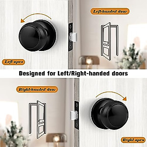 Probrico Passage Interior Door Knobs Hall and Closet Door Handle Keyless Black Lockset Stainless Steel 5 Pack