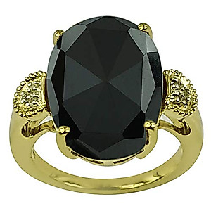 Carillon Black Spinel Oval Shape 7.9 Carat Natural Earth Mined Gemstone 10K Yellow Gold Ring Unique Jewelry for Women & Men
