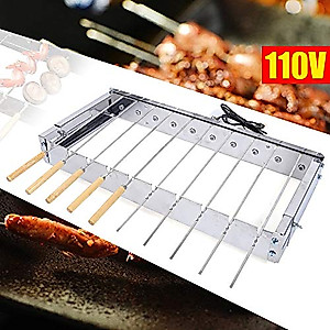 Automatic Rotation Barbecue Grill, 10 Skewer Picnic BBQ Grill Rack, Portable Stainless Steel Rotating Rotisserie for Outdoor Garden Camping
