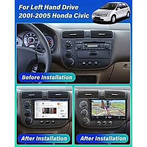 2G+32G for Honda Civic 2001-2005 Radio, Hikity Android 11 Car Stereo Wireless Apple Carplay Android Auto, 9 Inch Touch Screen Car Radio with Bluetooth/GPS Navigation/WiFi/HiFi/Split Screen