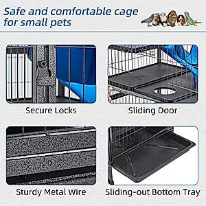 HABUTWAY 50''H Metal Small Animal Cages, Rolling Ferret Cage with Removable Ramps, Lagre Critter Nation Cage for Chinchillas/Guinea Pigs/Rabbit, Rat Cages with Hammock & 5 Tiers, Black