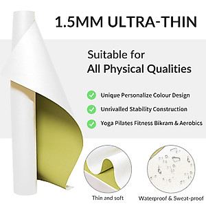 Cifupy Yoga Mat PU Travel Yoga Mat, Non Slip Exercise Mat with Carry Bag, All-Purpose Fitness Mat with High Density Anti-Tear Surface for Women, Ideal for Pilates Workout (72'' x 26'' x 1.5/5mm Thick)