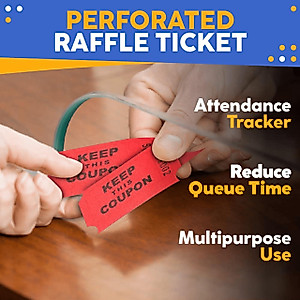 Toysery Multicolor Raffle Tickets - 6000 Tickets (3 Double Rolls of 2000 Tickets Roll), Consecutively Numbered Fundraiser 50/50 Raffle Tickets for Christmas Party, Concert, Carnivals & Other Event