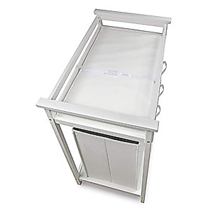 Modern Baby Changing Table with Laundry Hamper, 3 Storage Baskets, and Pad
