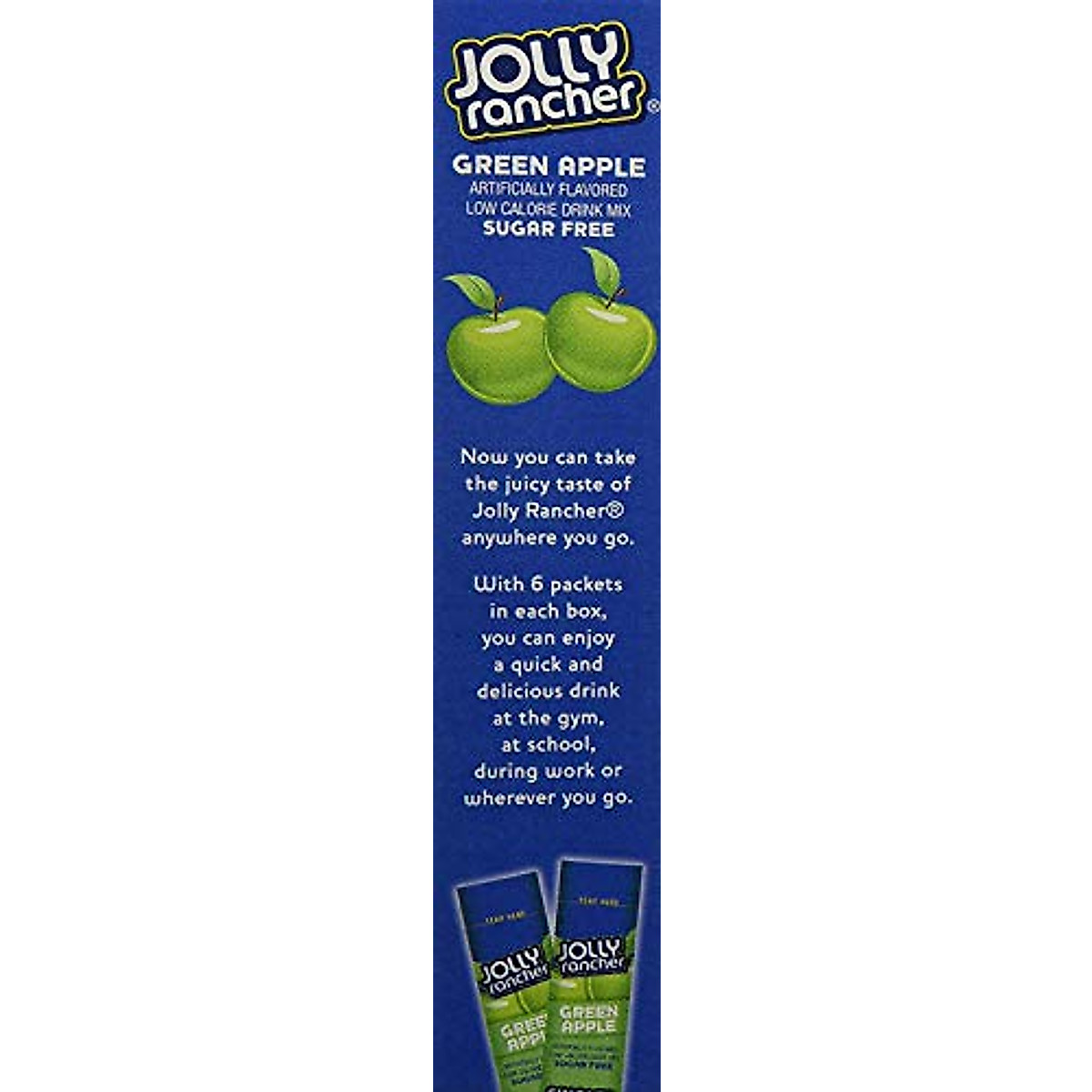 1 (6-ct.) Box JOLLY RANCHER ~ GREEN APPLE Singles to Go! Sugar Free Drink Mix.