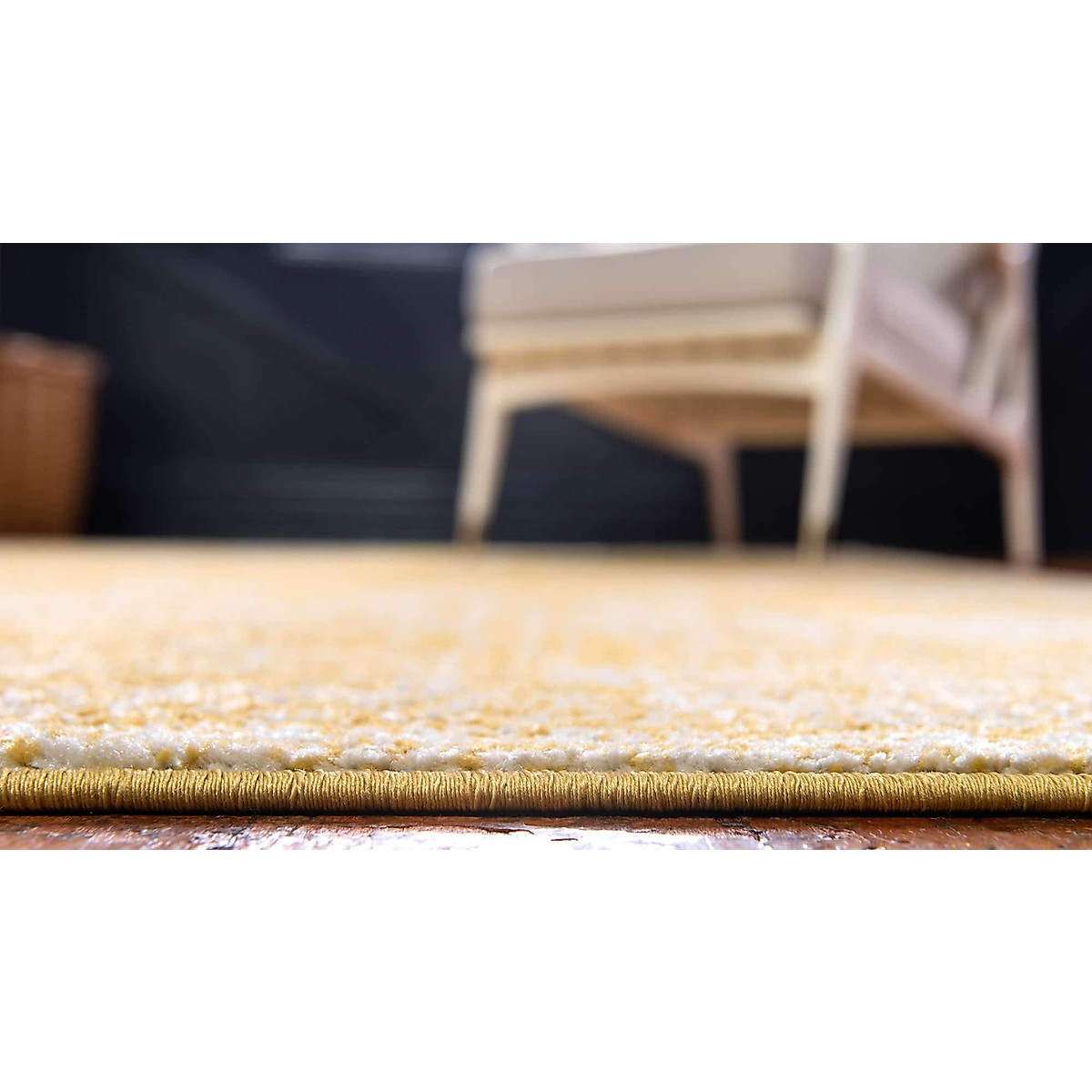 Unique Loom Bromley Collection Area Rug - Wells (96" Round, Yellow/ Ivory)