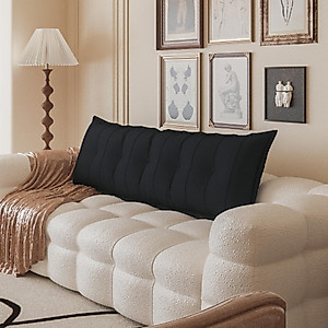 Johnear Bolster Pillow Headboard Backrest Pillow Large Daybed Cushion Lumber Back Pad Support Positioning Sofa Bed Rest Reading Pillow （Black, 76 x 3 x 20 inches）