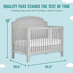 Dream On Me JPMA & Greenguard Gold Certified Milton 5-in-1 Convertible Crib Made with Sustainable New Zealand Pinewood in Pebble Grey, Non-Toxic Finish
