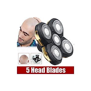5 Head Shaver Head, Replacement Shaving Head for Shaver, Easy to Install Electric Shaver Head, 4D Rotary Cutting Head Double Ring Blade, Universal for 5 Head Shavers.