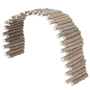 QANYEGN Hamster Wooden Bridge, Hamster Wooden Fence with Hideout, Rat Ladder Bridge Toy for Small Animals (40cm)