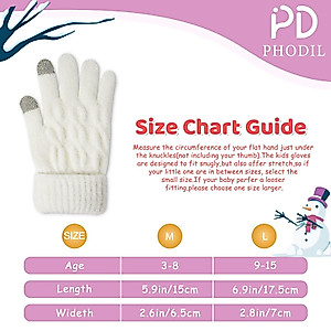 PHODIL Kids Gloves Winter Warm With Touchscreen Fingers 3 Pairs,Toddler Gloves Knitted with Fleece Lined for Cold Weather,Girls Gloves Boys Gloves Mittens for Children Age 9-15