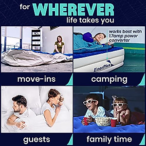 EnerPlex Queen Air Mattress with Built-in Pump - 13 Inch Double Height Inflatable Mattress for Camping, Home & Portable Travel - Durable Blow Up Bed with Dual Pump - Easy to Inflate/Quick Set Up﻿