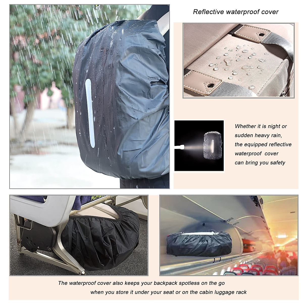 Seekvigor Travel Laptop Backpack for Women,15.6 Inch Work Backpack, 20L Smart Backpack with Laptop Compartment for Travel, Everyday, Work, or College,Beige