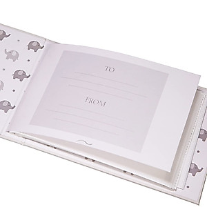 Happy Homewares Cute Baby Elephant Grey Photo Album with Silver Stars and Palm Leaves | New Born Baby or Baby Shower Album | 24 Spaces - 4"x6"