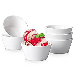 Taeochiy Porcelain Small Bowls, 8 Ounce Dessert Bowls, Ramekins Oven Safe, Ice Cream Bowls, Bouillon Cups, Set of 6