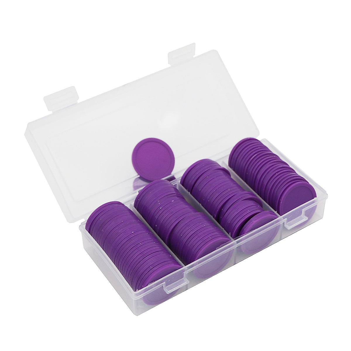 HAKITAROOM 35MM/1.37-inch Box of 120 Counting Coins for Poker Chips and Game Coins (Purple, 35MM/1.37-inch)