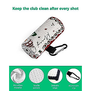 Golf Towel Christmas Snowman Xmas Tree,Waffle Pattern Microfiber Club Cleaner Golf Towels with Carabiner Clip for Women Men Dad,Winter Cedar Retro Linen Golf Towel for Golf Bags Accessories,24x16in