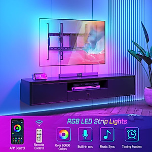 Greenstell TV Wall Mount with LED Lights, Tilt TV Mount for 37"-75" Flat/Curved TVs, Low Profile Wall Mount TV Bracket Fit 16"-24" Stud, Max VESA 600x400mm, Holds up to 132lbs