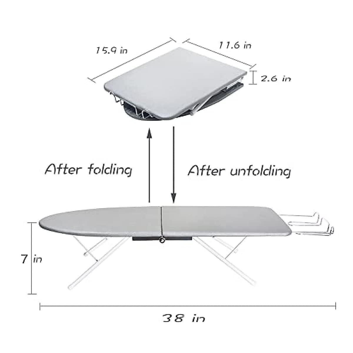 Tabletop Ironing BoardMade Portable Iron Board with Extra Layers Padding, Scorch Resistant Cotton Top, and Foldable Steel Legs with Safety Lock to Easily Store Away