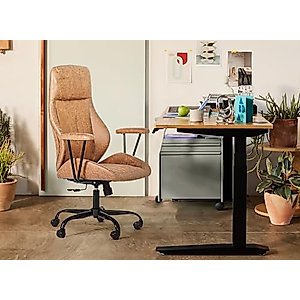 BANTI High Back Executive Office Chair with Padded Headrest, Rocking Modern Home Office Desk Chair, Height Tilt Adjustable Rolling Swivel Task Chair, Suede Fabric, Grey