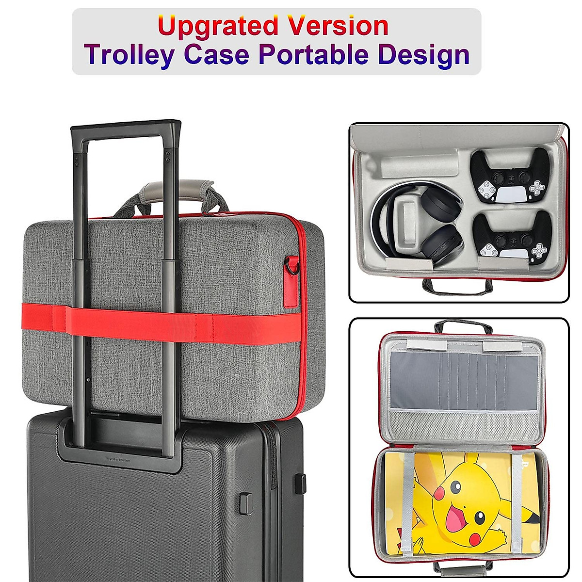 ASNOMY Carrying Case Compatible with PS5, Hard Shell Carry Case Travel Bag, Organizer Protective Case for Playstation 5 Console,Dual Controller and Accessories[Not suitable with 2023 "slim version]