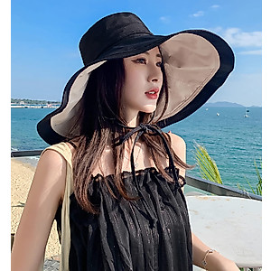 HUAMULAN 7" Wide Brim Women Summer Sun Floppy Hat Beach Bucket Fishing Hats Reversible Foldable Travel UV Protection