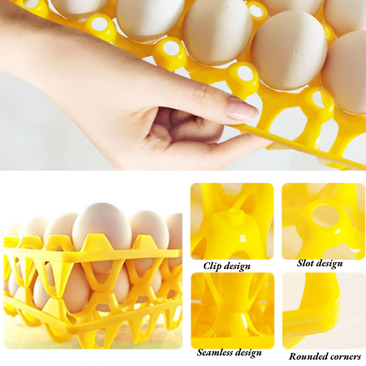 Yosoo 5PCS Egg Flats, Plastic Chicken Egg Cartons Stackable Reusable Egg Crates Holder Trays for Storage Transportation Each Holds 30 Eggs(#3)