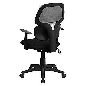 Flash Furniture Ariel Mid-Back Black Mesh Swivel Task Office Chair with Flexible Dual Lumbar Support and Arms