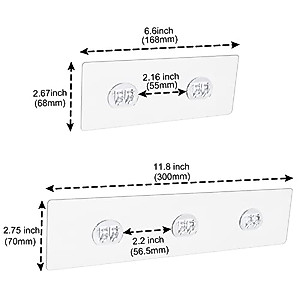AccEncyc 6 Pack Shower Caddy Adhesive Replacement Heavy Duty Strong Sticky Hooks for Bathroom Shower Caddy Corner Shelf Clear - 2 Pack Three-Hook Adhesive and 4 Pack Double-Hook Adhesive