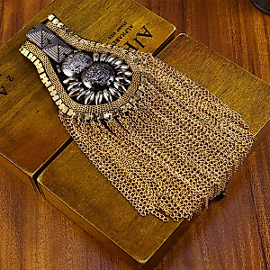 SUPVOX 2pcs Shoulder Epaulets Tassel Punk Fashion Shoulder Board for Man Woman(Golden)