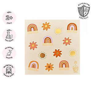 Daydream Society Boho Rainbow - Boho Stickers - Pack Includes 4 Boho Rainbow Sticker Sheets - Rainbow, Sun, and Flower Designs - Boho Rainbow Decor for Birthdays, Baby Showers, and Summer Gatherings