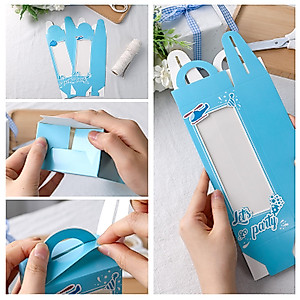 JOHOUSE 12PCS Blue Party Favor Boxes, Doll Gift Boxes with Window Candy Treat Boxes for Boys Birthday Party Decoration