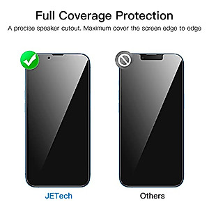 JETech Privacy Full Coverage Screen Protector for iPhone 13/13 Pro 6.1-Inch, Anti-Spy Tempered Glass Film, Edge to Edge Protection Case-Friendly, 2-Pack
