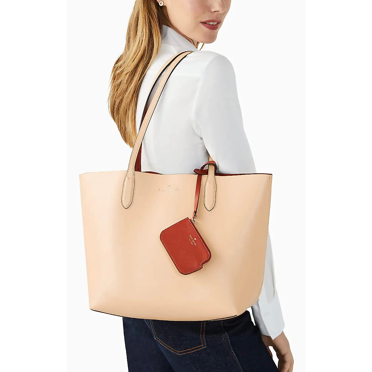 Kate Spade New York Ava Leather Reversible Tote (Peach Crispy)