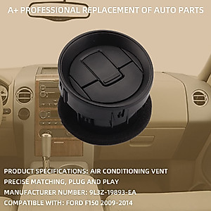 Dasbecan 4pcs Lacquer Black Dashboard Air Conditioning AC Heater Vent Compatible with Ford F150 2009-2014 Replaces#9L3Z-19893-AA 9L3Z19893AA