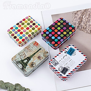 Framendino, 5 Pieces Metal Tins Box Containers Mini Portable Small Tins Box Rectangular Empty Storage Containers Portable Case with Lid