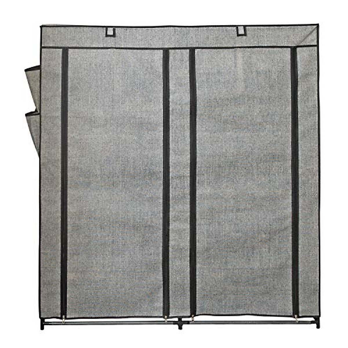 Simplify 7 Tier Double Wide 14 Shelf Shoe Storage Closet Organizer Rack with Cover and Side Pockets, Freestanding, Holds 42 Pairs, Good for Sneakers, Flats, Heels & Boots, Black